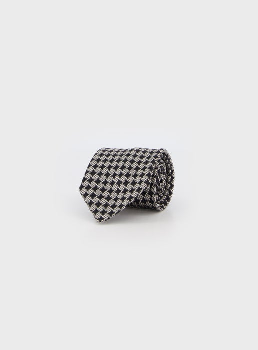 Working Style | Cream / Brown Mini Square Pattern Tie | Cream