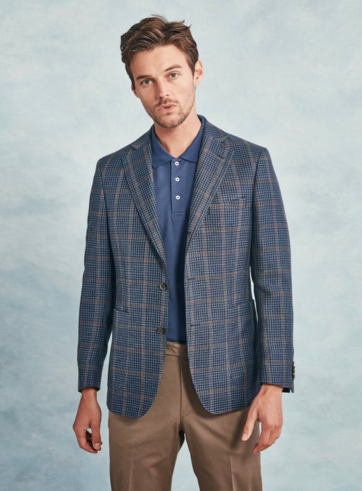 Working Style | Quentin Blue Houndstooth Pow Jacket | Blue